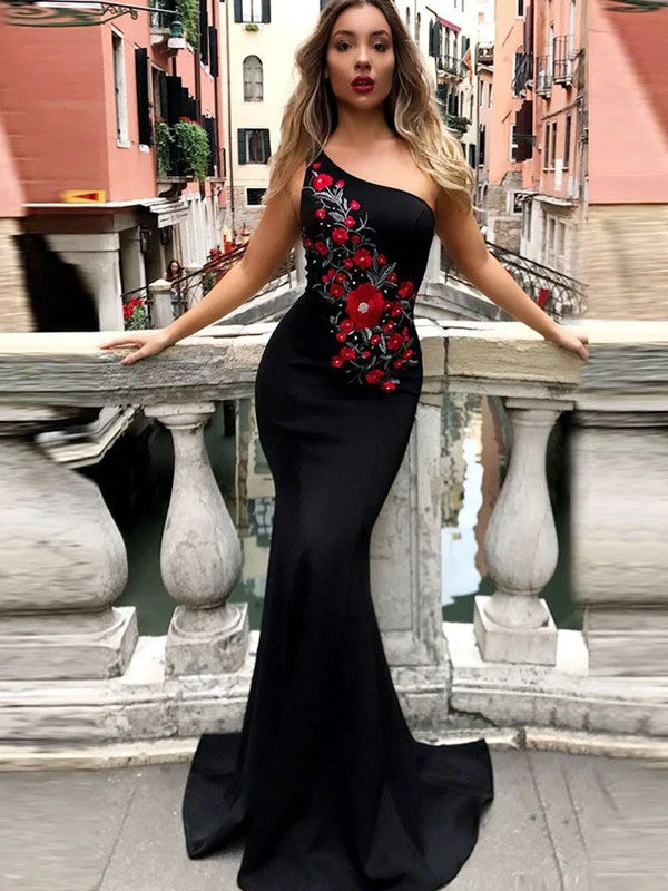 One Shoulder Appliques Newest Prom Dresses, Popular 2020 Long Prom Dre ...