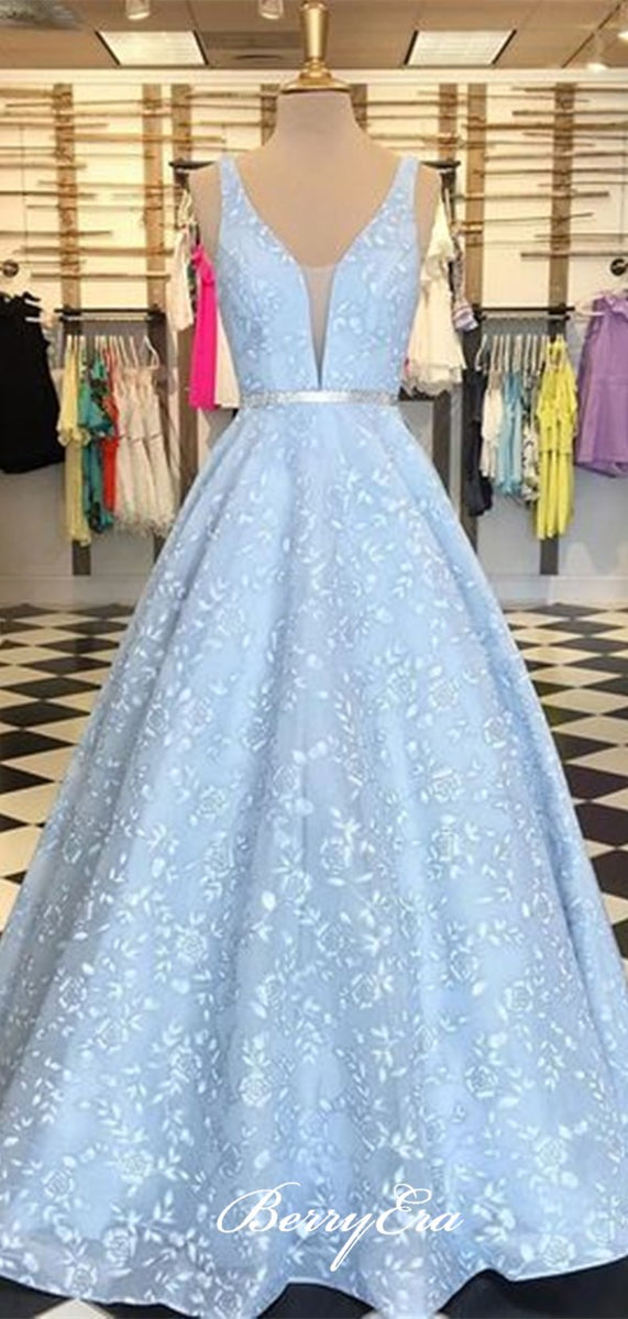 A-line Elegant Prom Dresses 2020, Long Lace Prom Dresses, Fancy Prom D ...
