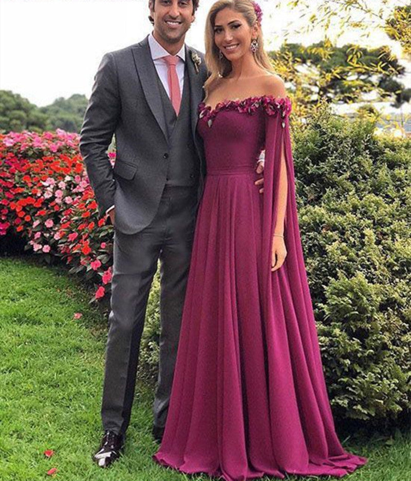 Elegant Appliques Long Prom Dresses, 2020 Off Shoulder Prom Dresses ...