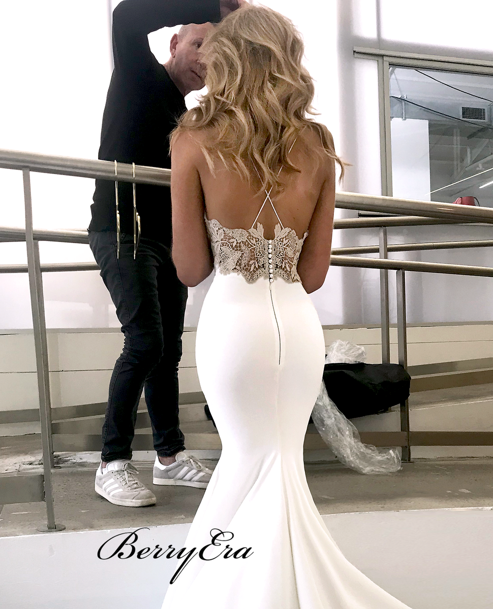 Sexy V-neck Long Mermaid Lace Top Prom Dresses, Newest Prom Dresses ...